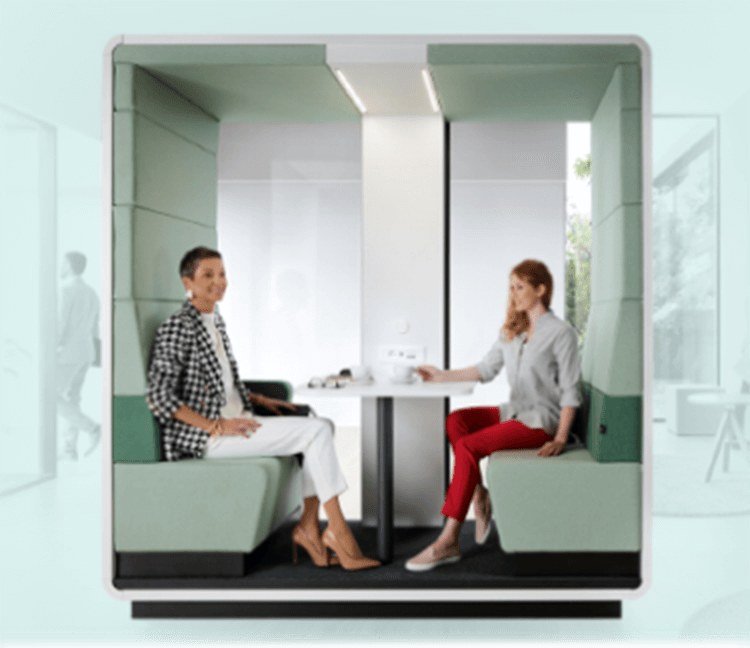 Acoustic meeting pod for up to 4 people hushMeet - hushoffice.com