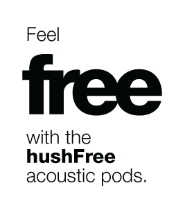 ᑕ ᑐ hushFree.M - meeting pod, 4 people conference pod → Hushoffice